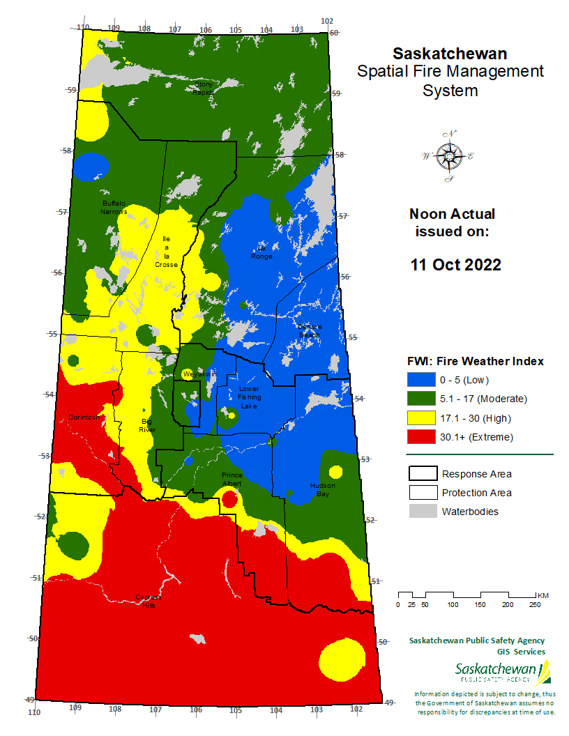 FWI ACTUAL FORECAST VALID FOR 2022-10-11