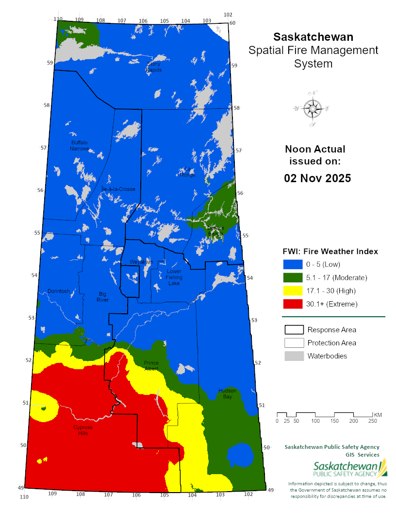 FWI ACTUAL FORECAST VALID FOR 2025-11-02